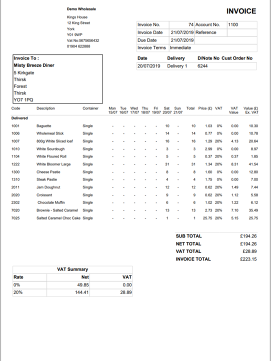 Automated Invoicing - Wholesale Bakery Software